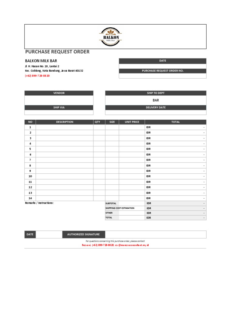 Purchase Request Order - Bar | PDF