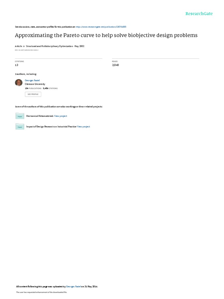 Approximating The Pareto Curve To Help Solve Biobj Pdf