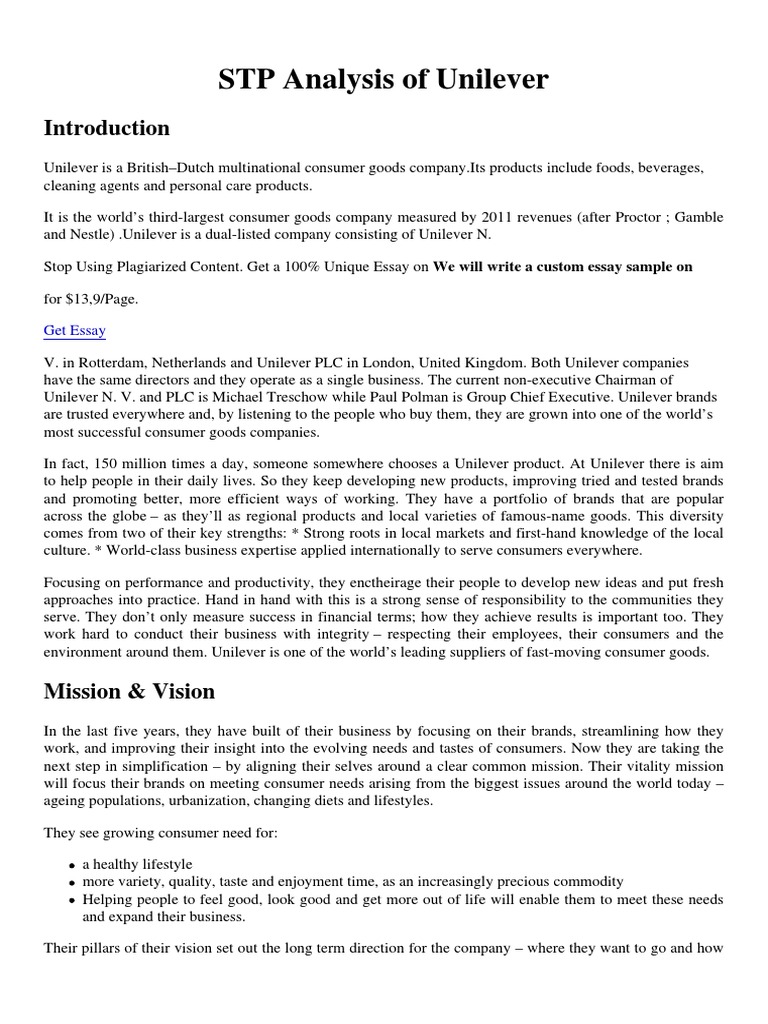 STP Analysis of Unilever | PDF | Market Segmentation | Marketing