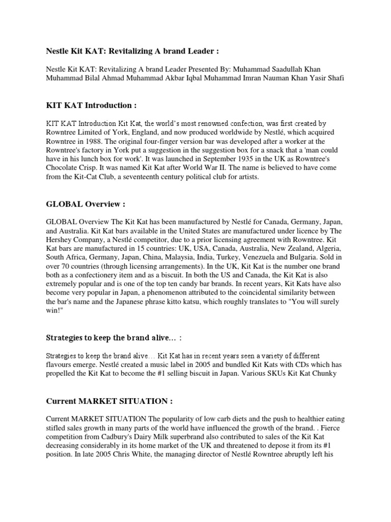 Nestle Kit KAT | PDF | Confectionery | Foods