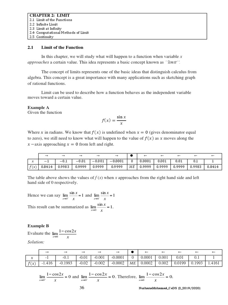 Chapter 1 Limits | PDF | Limit (Mathematics) | Functions And Mappings