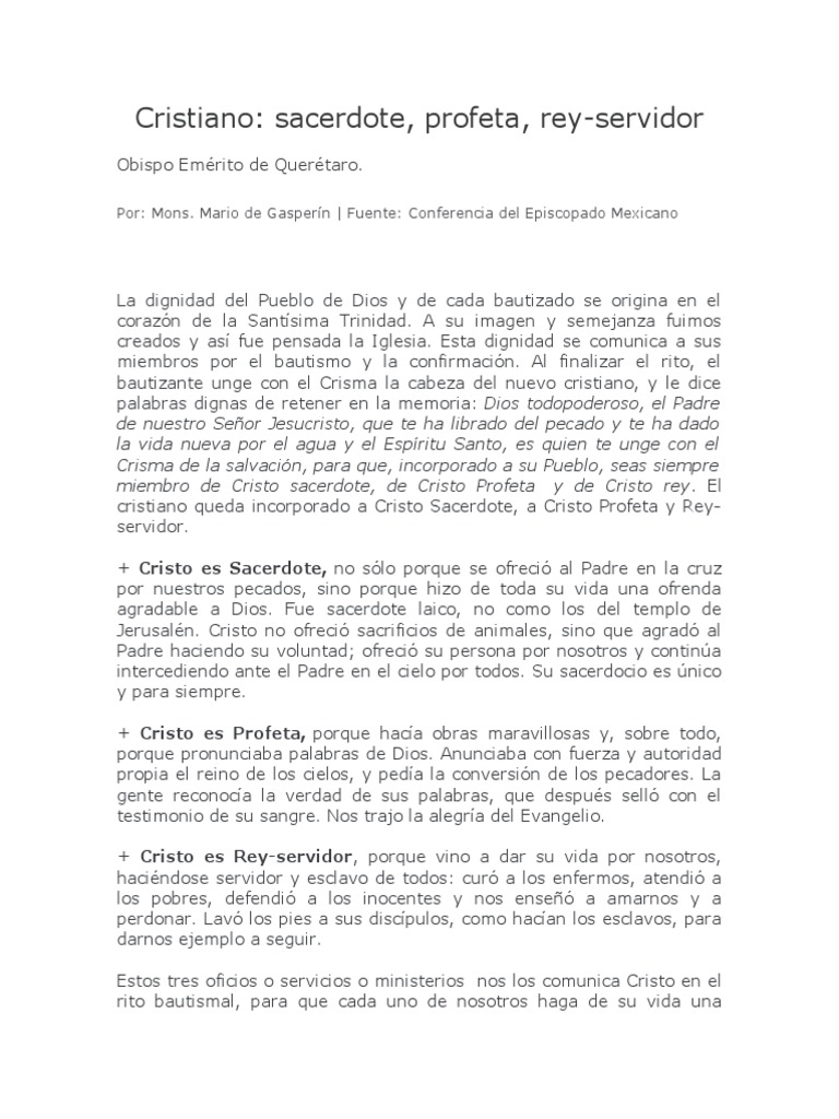 PROFETA, SACERDOTE Y REY | PDF | Cristo (título) | Sacerdote