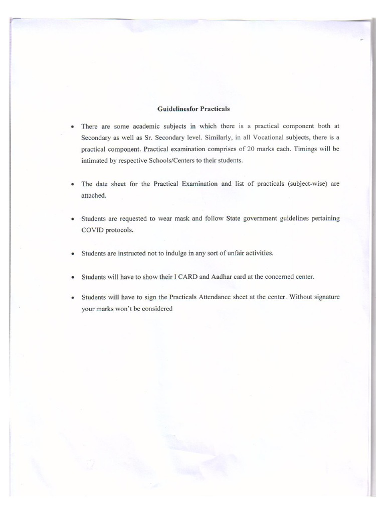 Student Guidelines For Practical Exam June 2023 | PDF