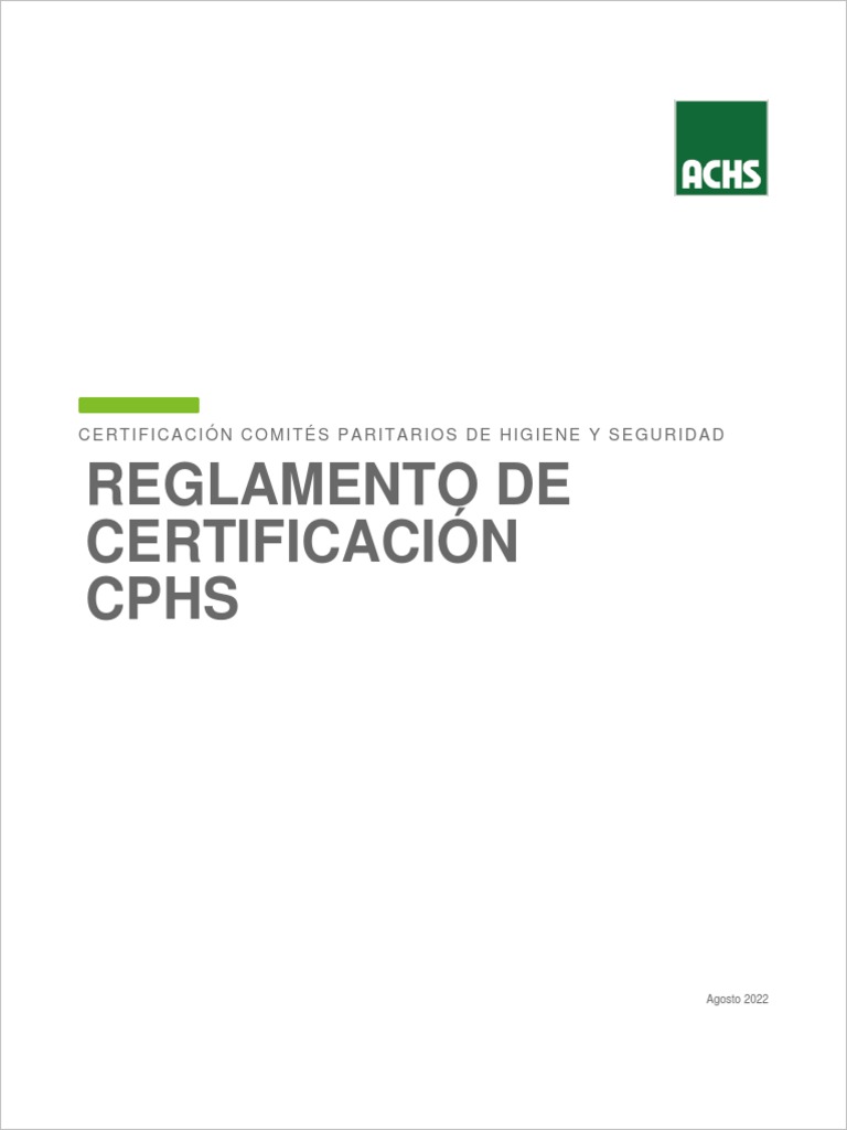 1.-Reglamento de Certificación CPHS 2023 | PDF