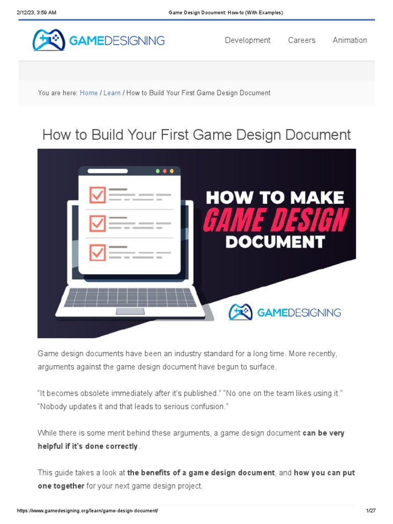 Game Design Document - How-To (With Examples) | PDF | User Interface ...
