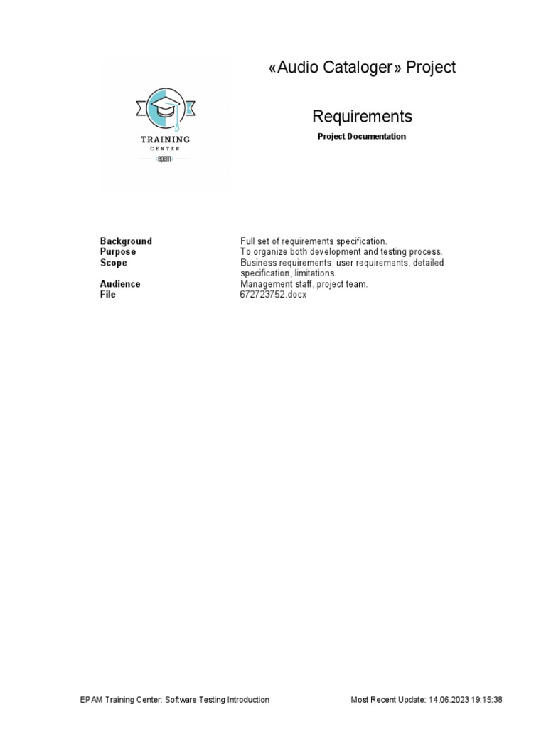 Audio Cataloger Requirements | PDF | Command Line Interface | Java (Software Platform)