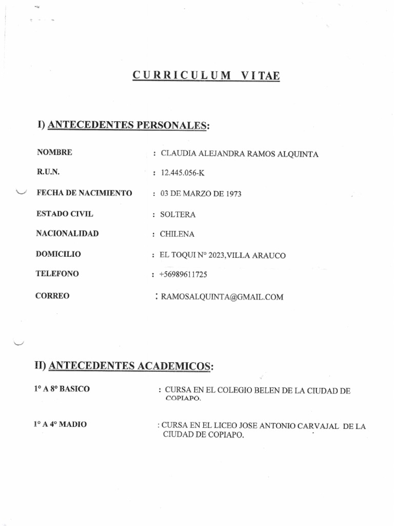 Curriculum Vitae Claudia Ramos | PDF