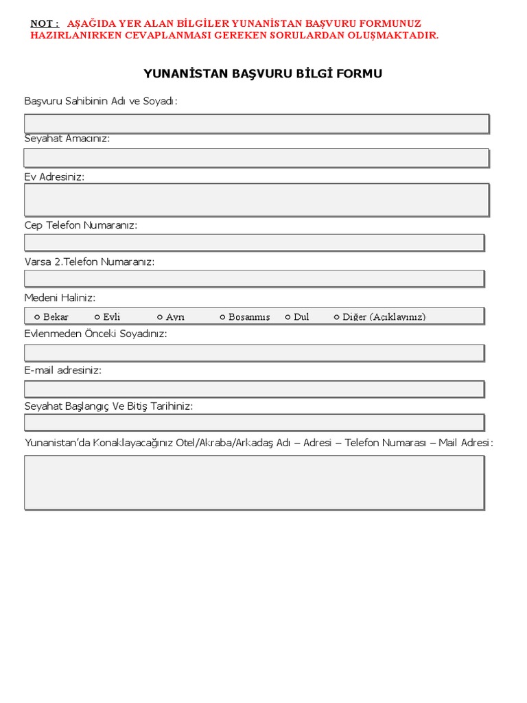 Yunanistan Bilgi Formu | PDF