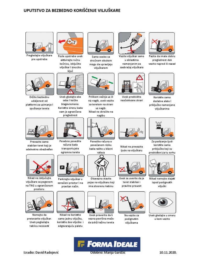 Uputstvo Za Bezbedno Korišćenje Viljuškare | PDF