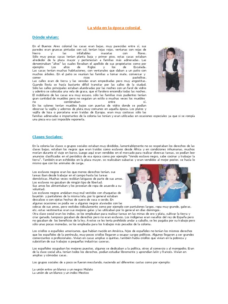 La Vida en La Época Colonial | PDF | Ropa | Esclavitud