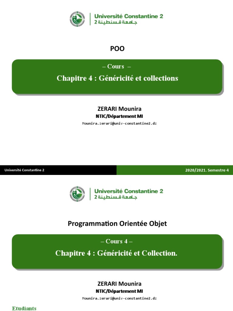 POO Chapitre4 | PDF | Java (Langage de programmation) | Structures mathématiques