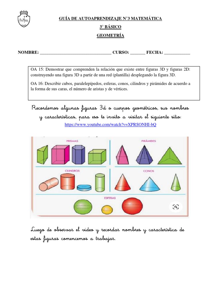 Matemática_Guía-N°3_3°Básico_Geometría | PDF | Matemáticas | Geometría