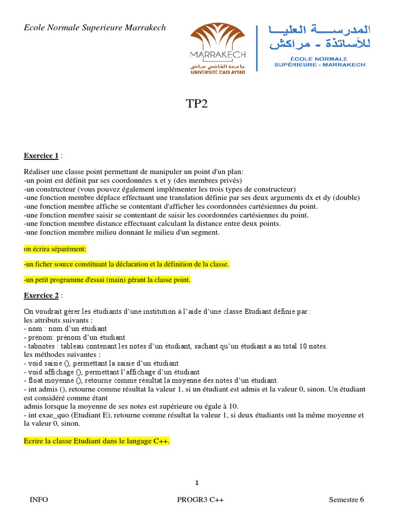 Ecole Normale Superieure Marrakech: Exercice 1 | PDF