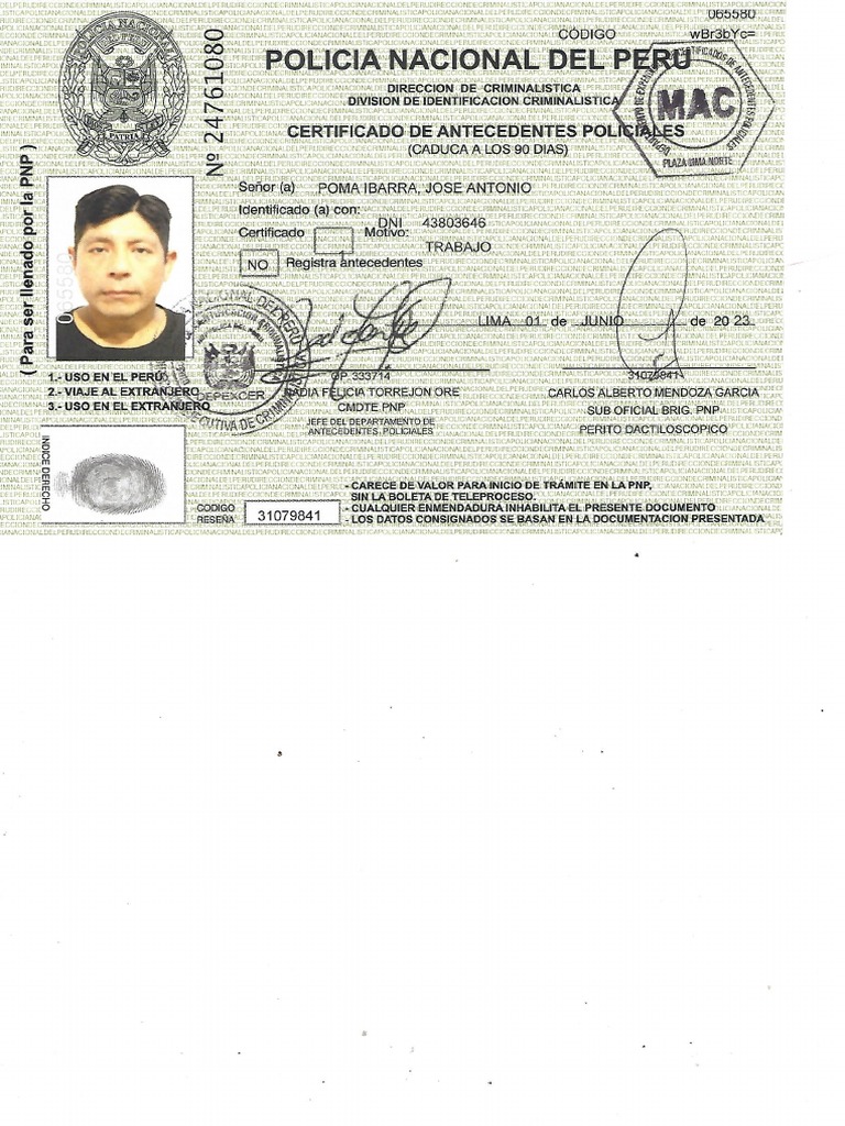 Poma Ibarra José Antonio (Policial) | PDF