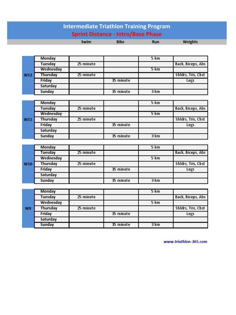 Triathlon Training Plan | Intermediate | Sprint Distance