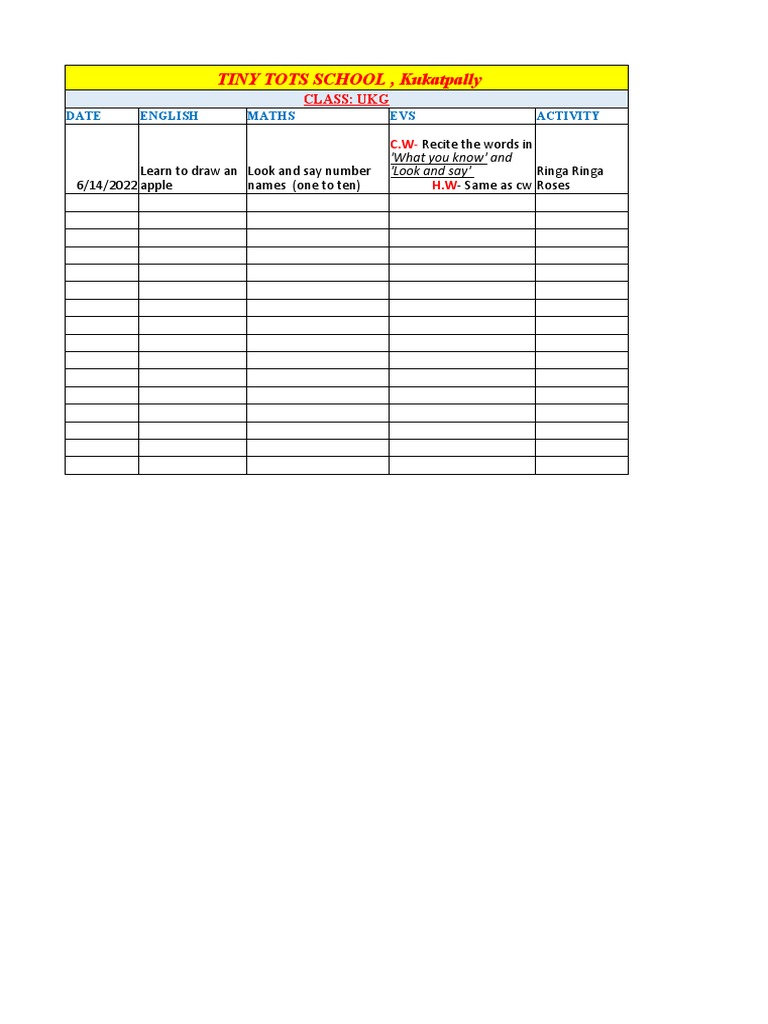 Ukg Syllabus Schedule Pdf