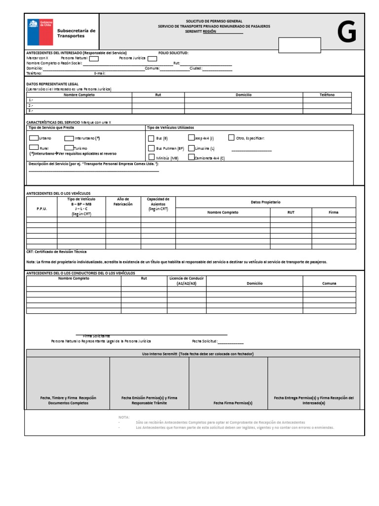 Formulario G | PDF