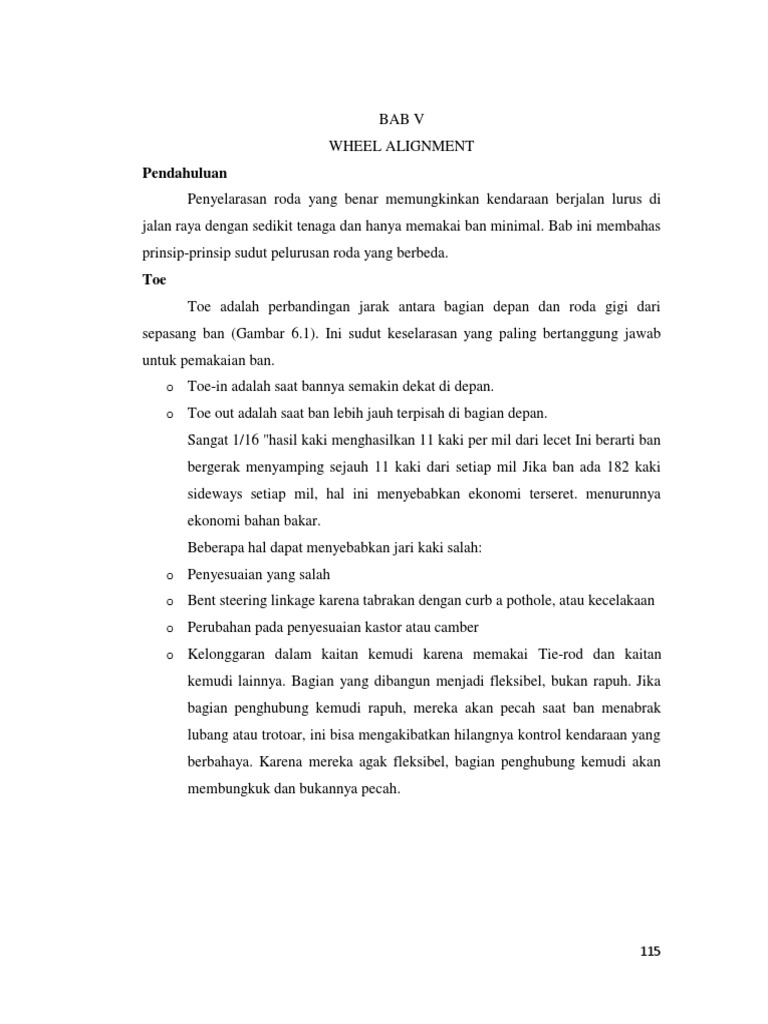 Bab Vi Wheel Alignment | PDF