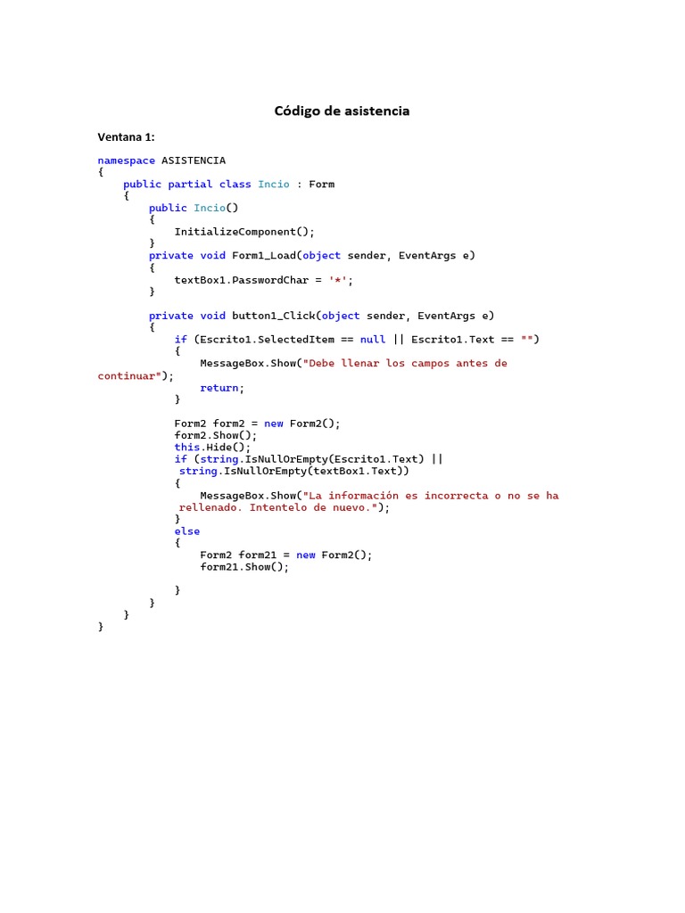 Código de Asistencia | PDF