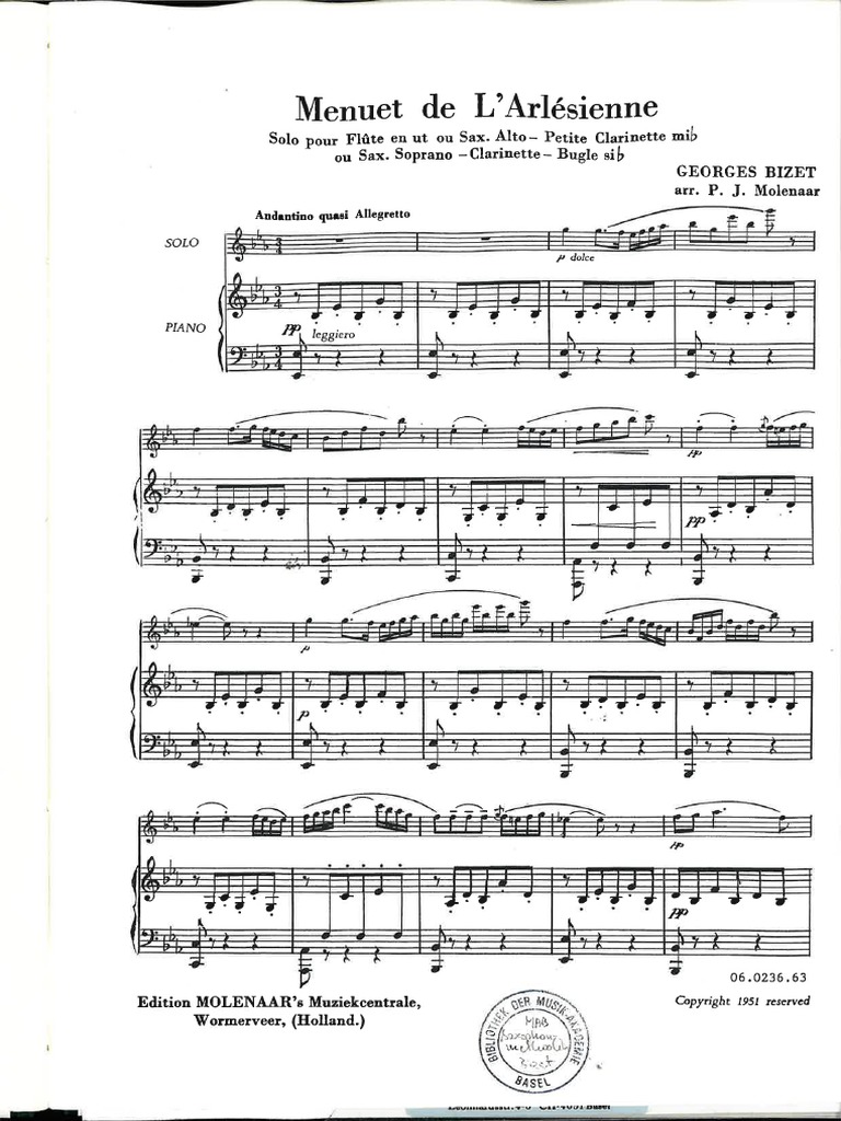 Menuet de Larlesienne Bizet | PDF