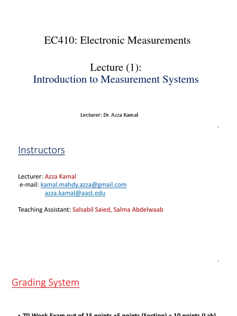 Lecture 1 EC410 - V3 | PDF | Calibration | Accuracy And Precision