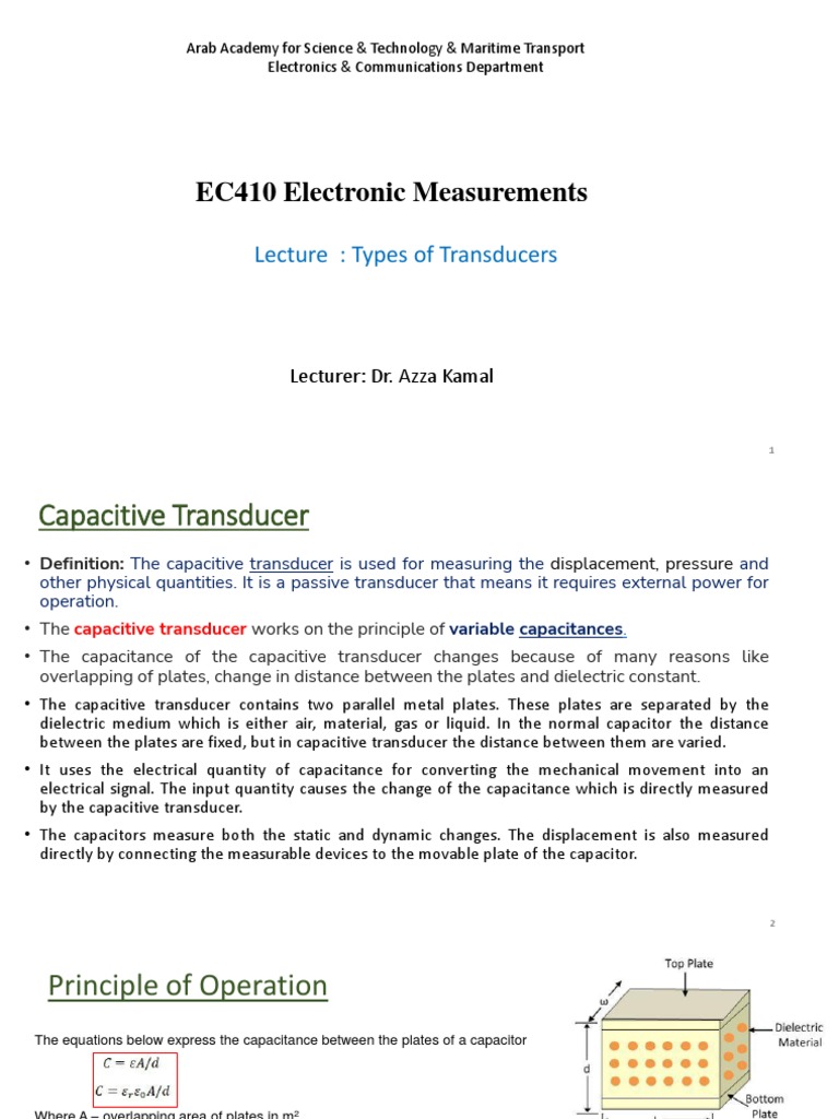 Lecture 8 - Tranducer - Part2 | PDF | Capacitor | Capacitance