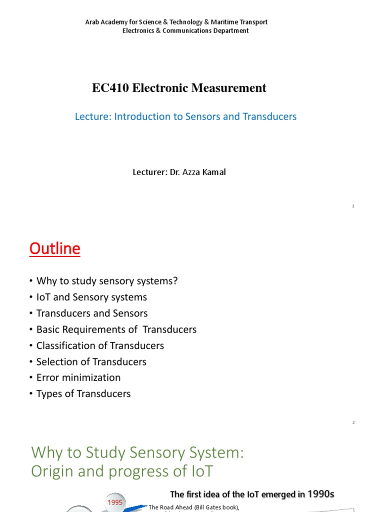 Lecture 8 - Introduction To Sensors | PDF | Internet Of Things | Wireless Sensor Network