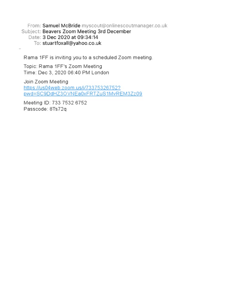 Beavers Zoom Meeting 3rd December | PDF