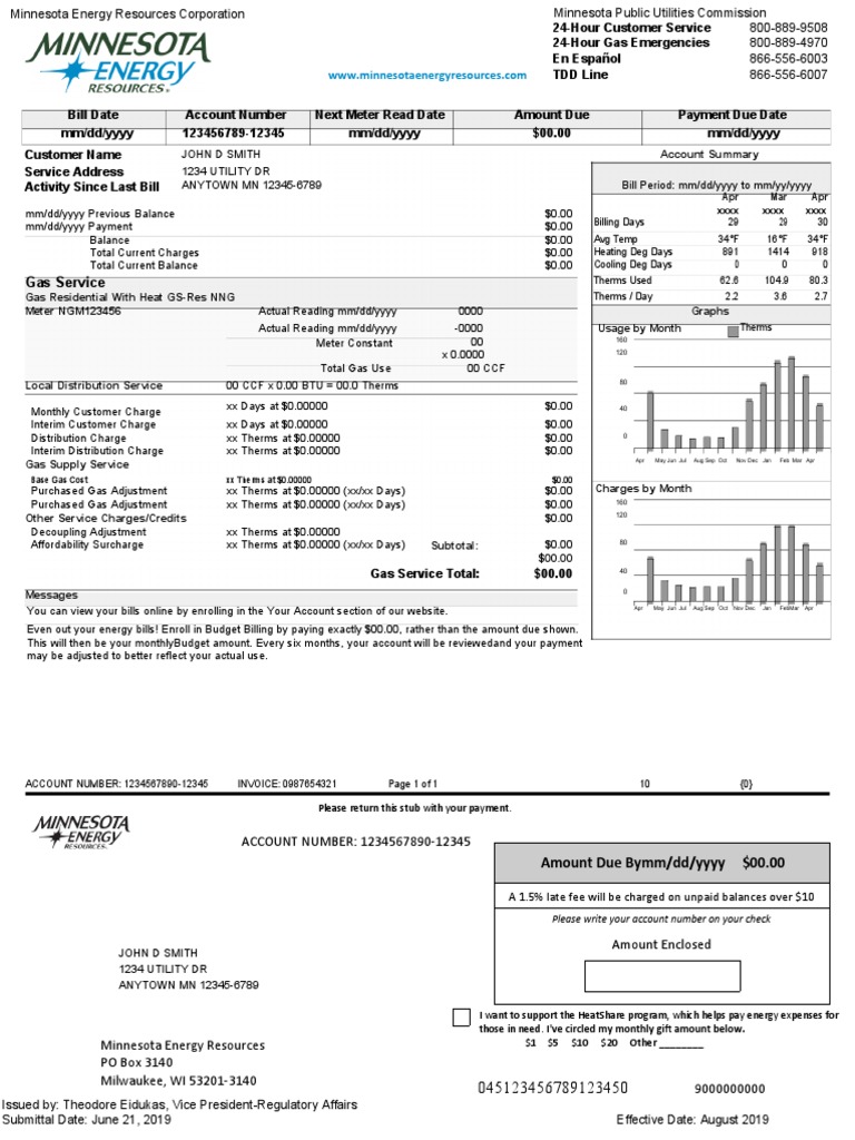 Minnesota Utility Bill Sample | PDF | Fee | Business