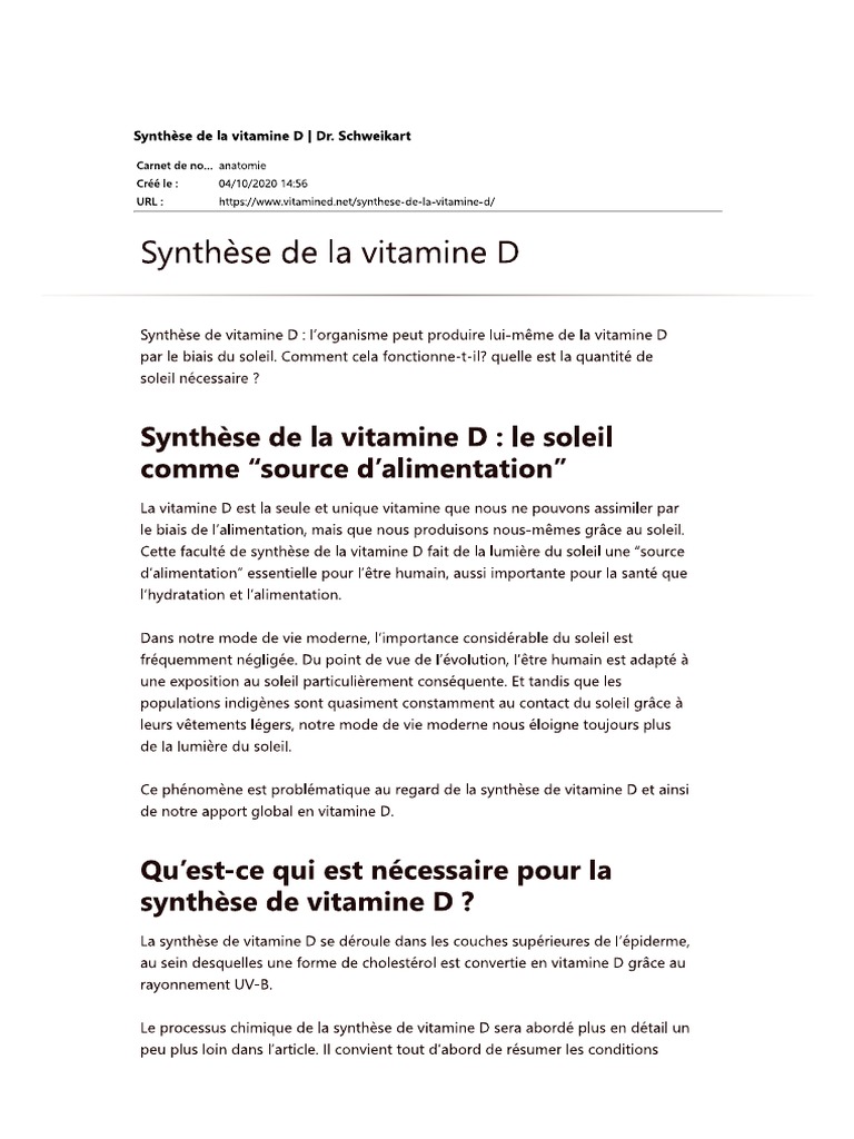 Synthèse de La Vitamine D | PDF