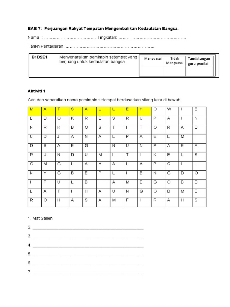 Sej. Bab 7 (T2) Asal | PDF