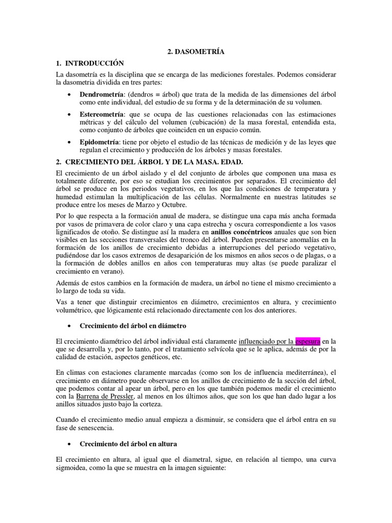 2 Dasometría | Descargar gratis PDF | Arboles | Medición