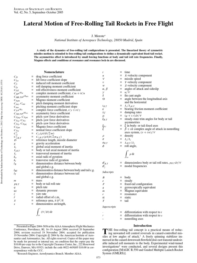 Lateral Motion of Free-Rolling Tail Rockets in Free Flight | Download ...