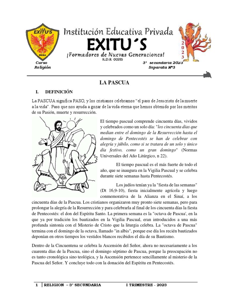 TEMA III 3ro Sec. LA PASCUA | PDF | Pascua de Resurrección | Pentecostés