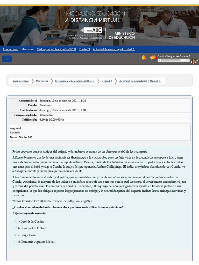 Actividad De Aprendizaje 4 Unidad 3 Revisión Del Intento Pdf
