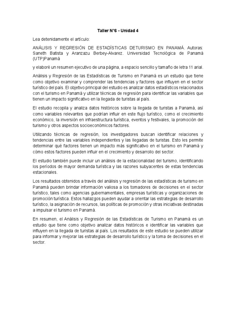 Taller N°6 - Unidad 4. | PDF