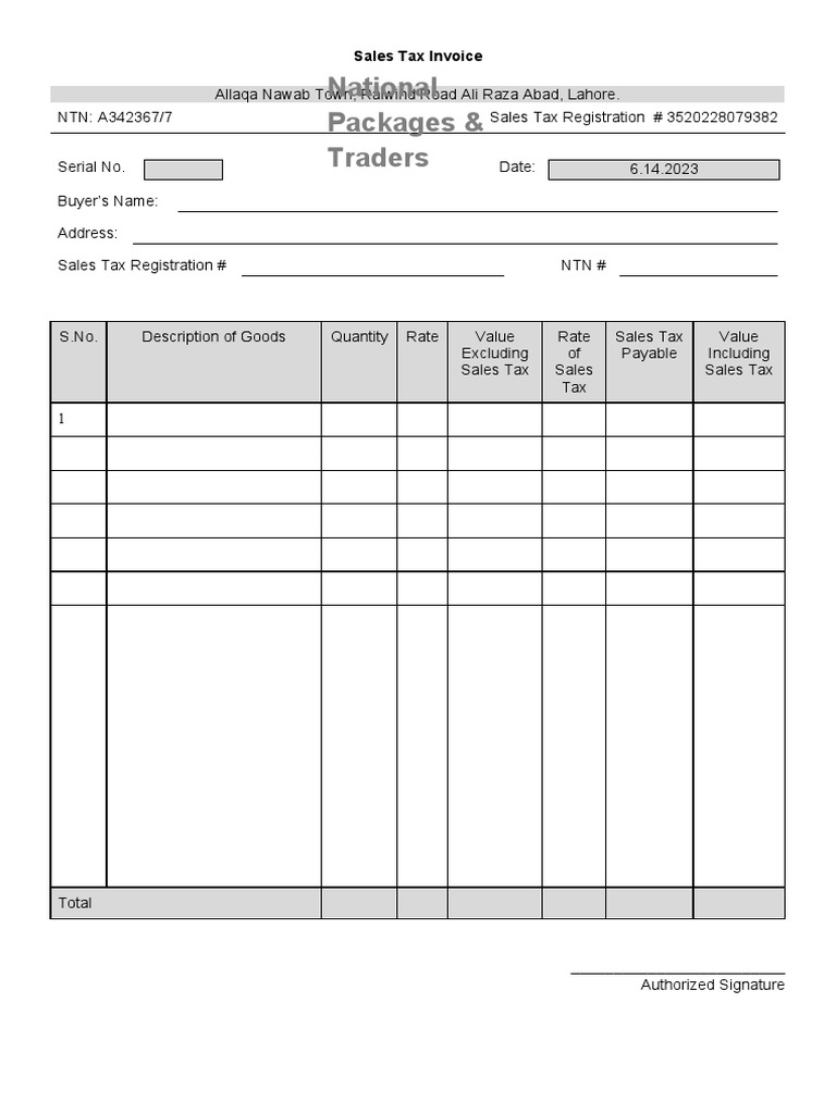 Sales Tax Invoice | PDF