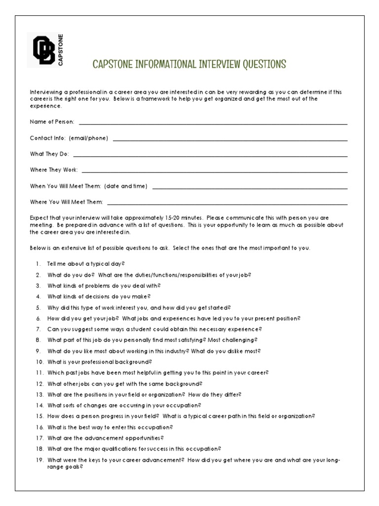 Informational Interview Questions 23-24 | PDF