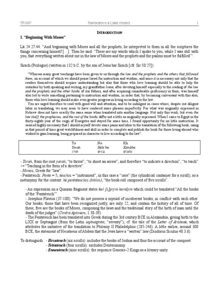 Pentateuch 1 | PDF | Torah | Septuagint