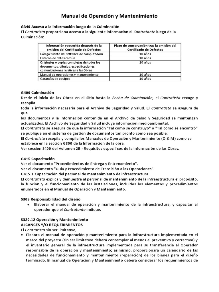 Manual de Operación y Mantenimiento | PDF | Sustentabilidad | La ...