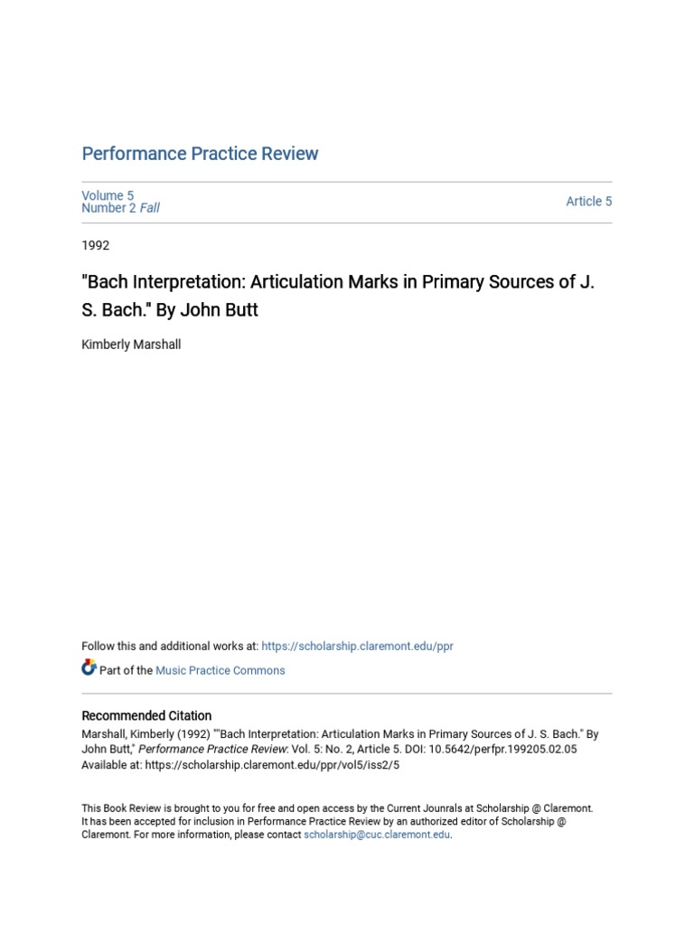 Bach Interpretation Articulation Marks in Primary Sources of J. | PDF ...