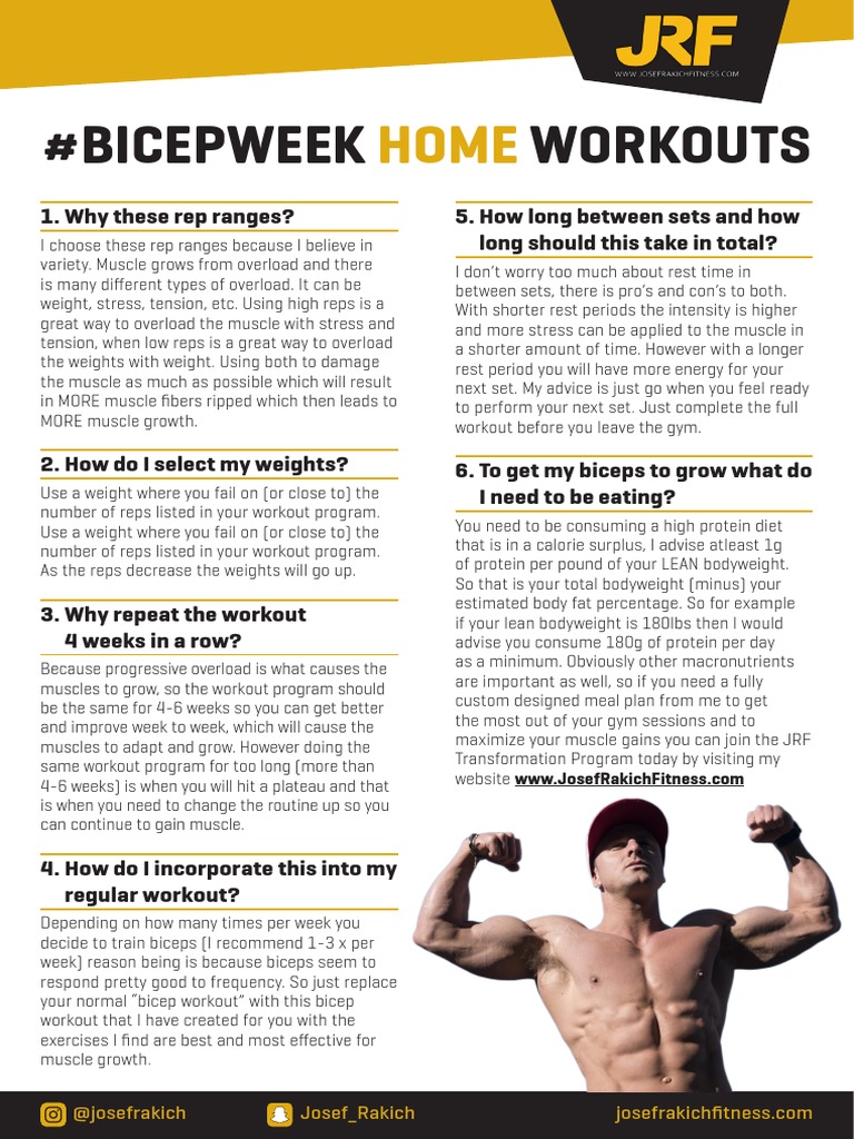 Bicepweek Home Workouts | PDF | Weight Training | Skeletal Muscle