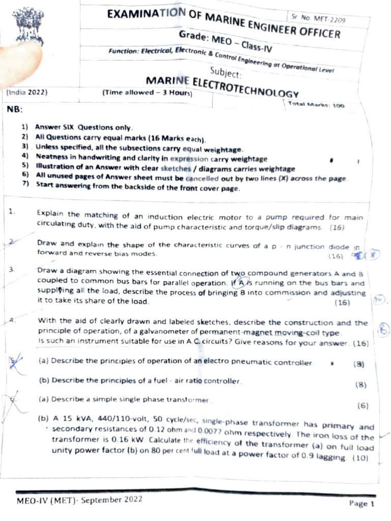 MEO Class IV Examination Overview | PDF