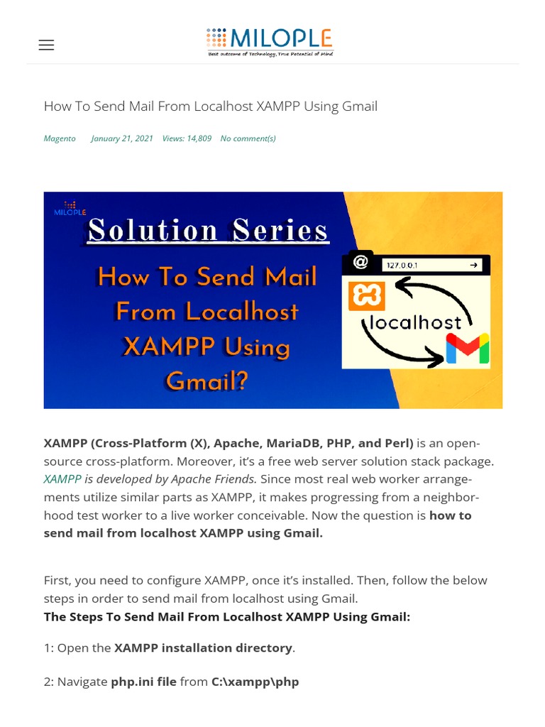 How To Send Mail From Localhost XAMPP Using Gmail - Milople | PDF ... How To Send Mail From Localhost XAMPP Using Gmail - Milople | PDF ...