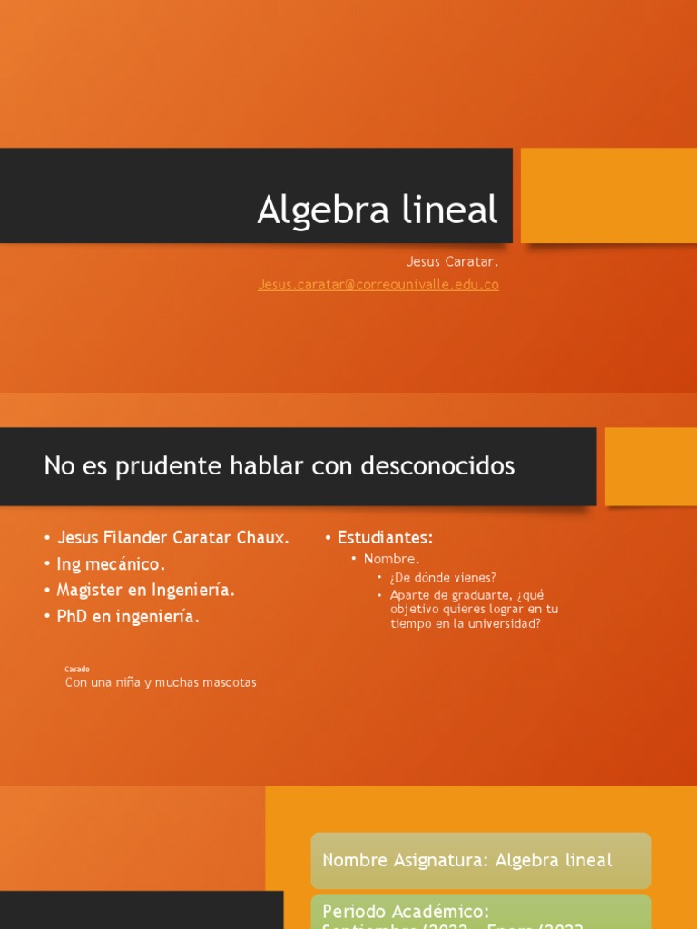 Presentación Del Curso - Algebra Lineal | PDF