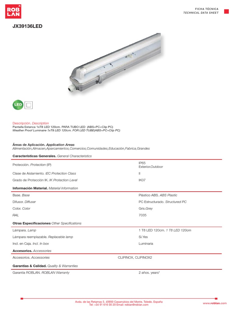 Equipo Led Roblan Ficha Tecnica | PDF | Diodo emisor de luz | Sector secundario de la economía