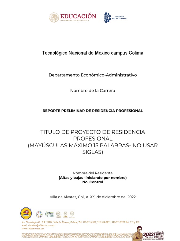 Guia para elaborar Reporte Preliminar de Residencia Profesional | PDF