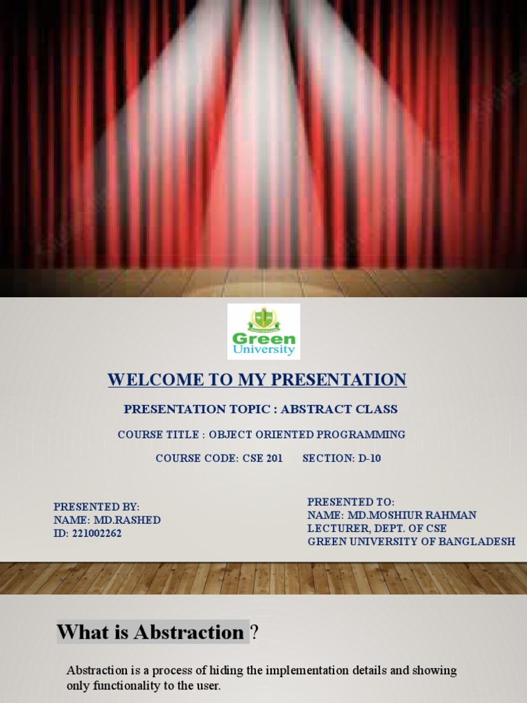 Oop Presentation Abstract Class Pdf Class Computer Programming Method Computer Programming