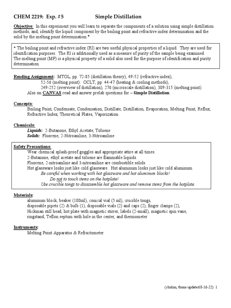 Simple Distillation Experiment Guide | PDF | Science & Mathematics