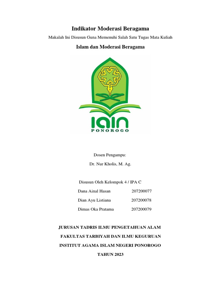 Makalah Kelompok 4 (Indikator Moderasi Beragama) | PDF Makalah Kelompok 4 (Indikator Moderasi Beragama) | PDF